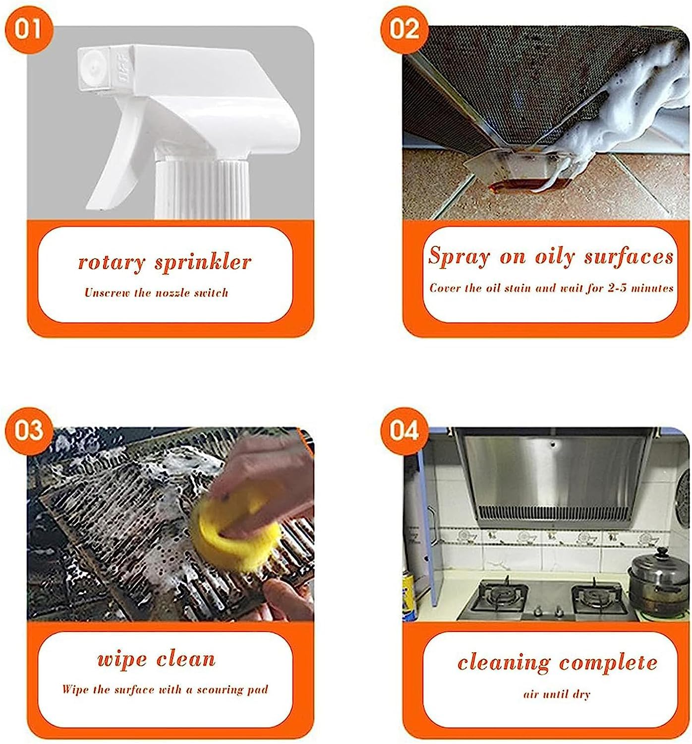 RJDJ Multi-purpose Kitchen Cleaner, Foam Heavy Oil Cleaner Spray, for Oven, Stovetop, Refrigerator (1pcs)