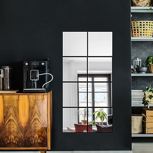 Wall Mirror Full Length (Glass, 8''x8''x 4PCS), Full Body Mirror Tiles for Door, Bedroom, Home Gym