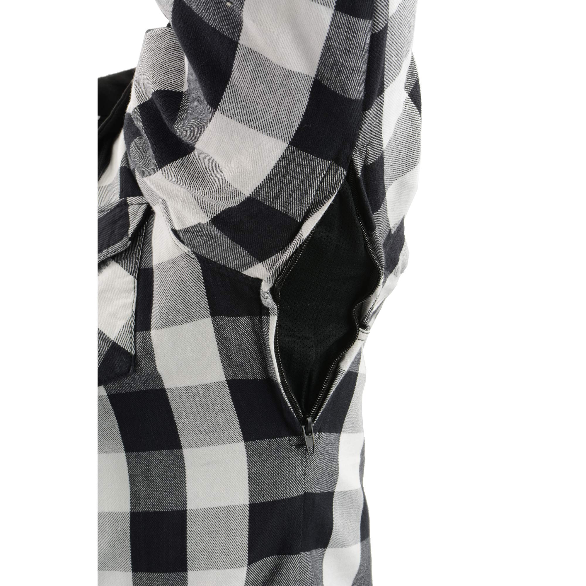 Mens Motorcycle Lightweight Waterproof CE armor Blk/White & Gray Checkered Flannel Riding Jacket Shirt (as1, alpha, x_l, regular, regular, Blk/White with Hoodie)