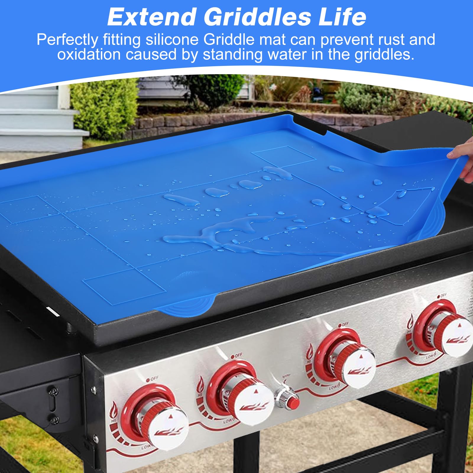 28" Silicone Griddle Mat for Blackstone Grill, Heavy Duty Food Grade Silicone Griddle Buddy Mat Top Cover for Blackstone Griddle Grill, Protect Griddle No Rust Dirt From Animal, Reusable Griddle Mat