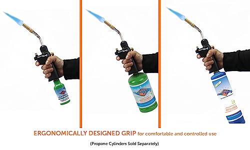 Flame King FK-028CGA High Intensity Propane Torch Head for Soldering, Brazing, Plumbing, Lighting Charcoal/Fire Pits,Compatible with 1LB Cylinders, MAPP, and MAP-PRO