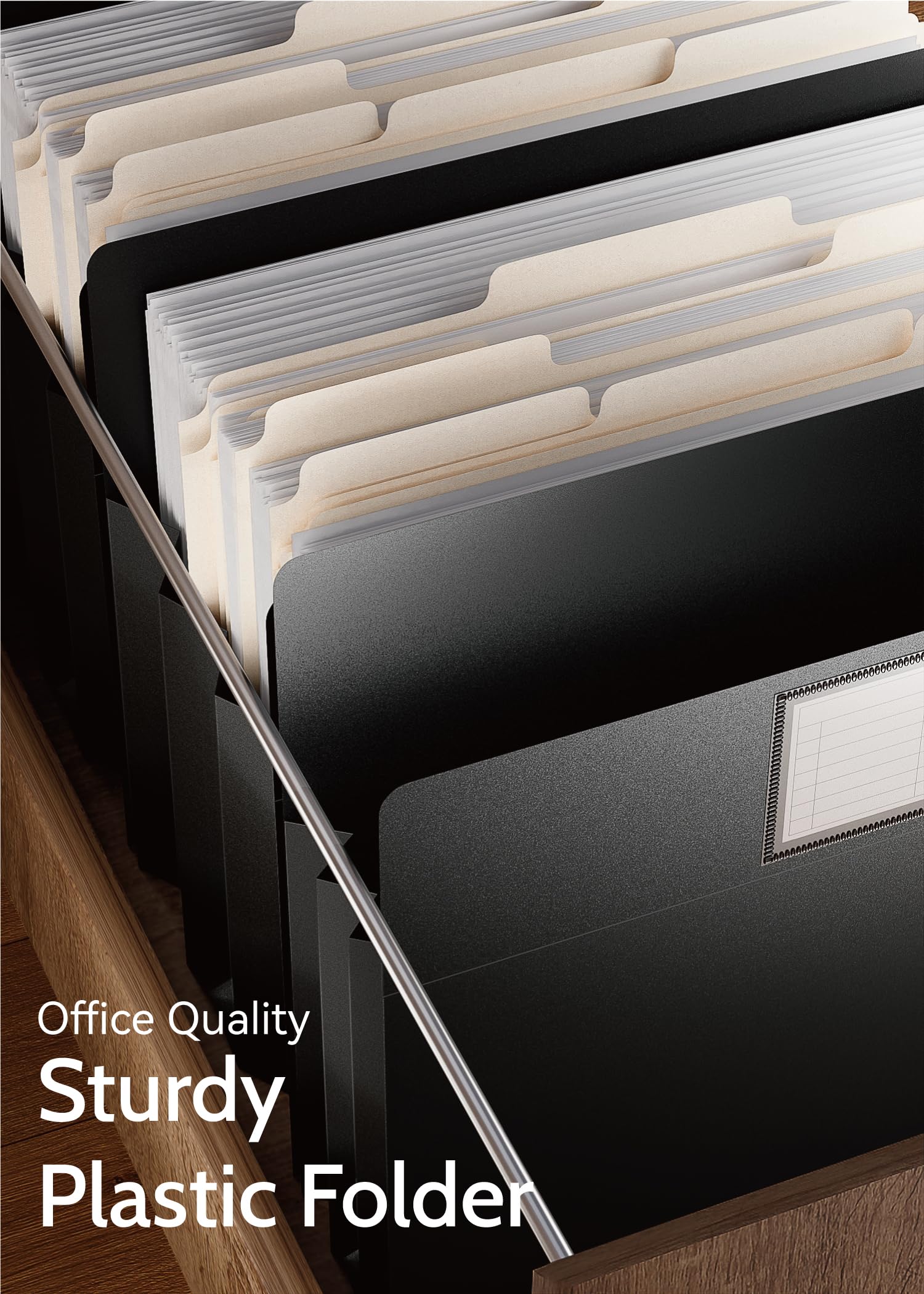 SortRax Plastic Expanding File Pockets, 6" Expansion Accordion Folder, Letter Size, 10 Pack - Matte Black