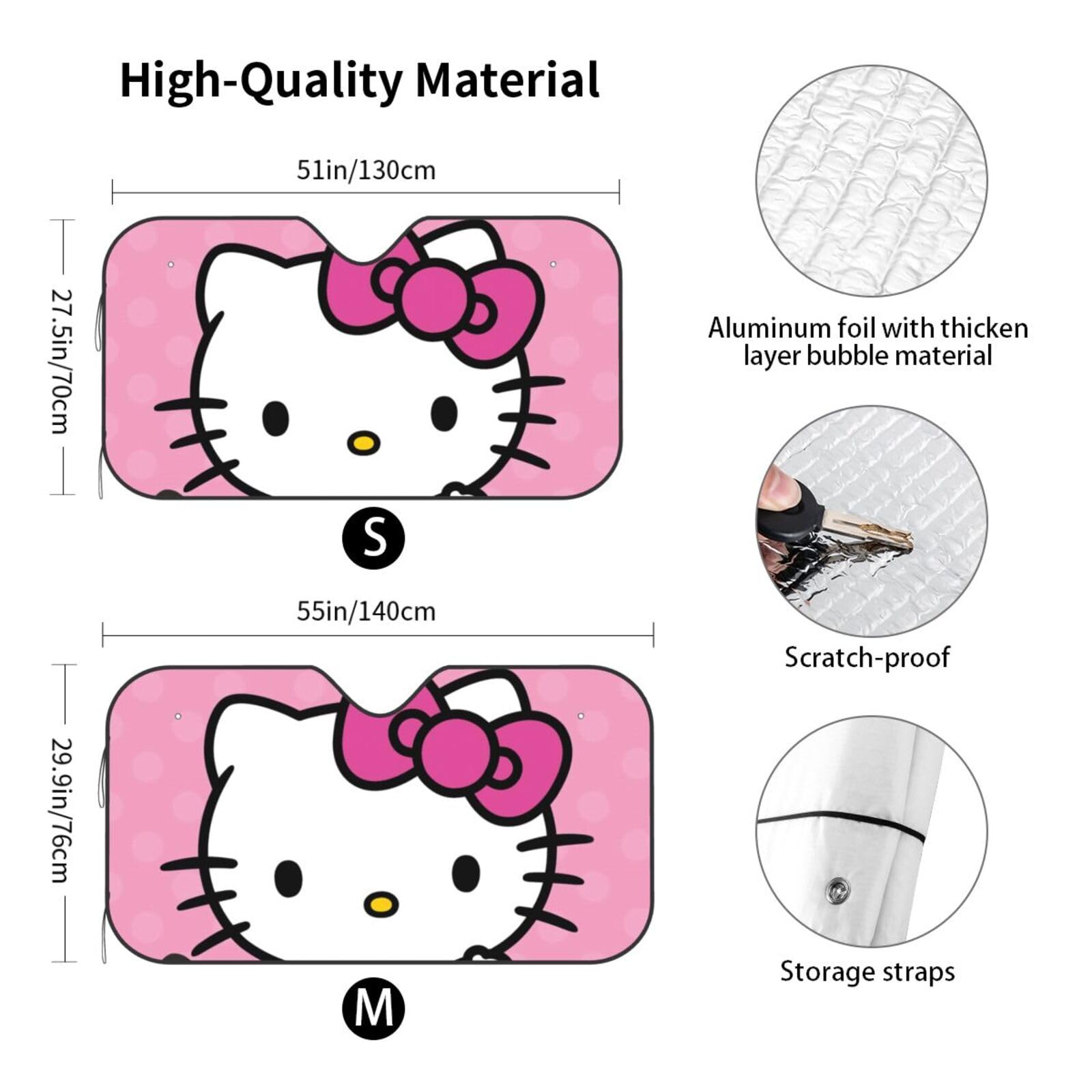 Wasinle Cartoon Car Windshield Sunshade Blocks Sun Visor Protector Foldable Sun Shield Keep Your Vehicle Cool, Fits Windshields of Most Sizes(Small 51 x 27.5 in) Black 6