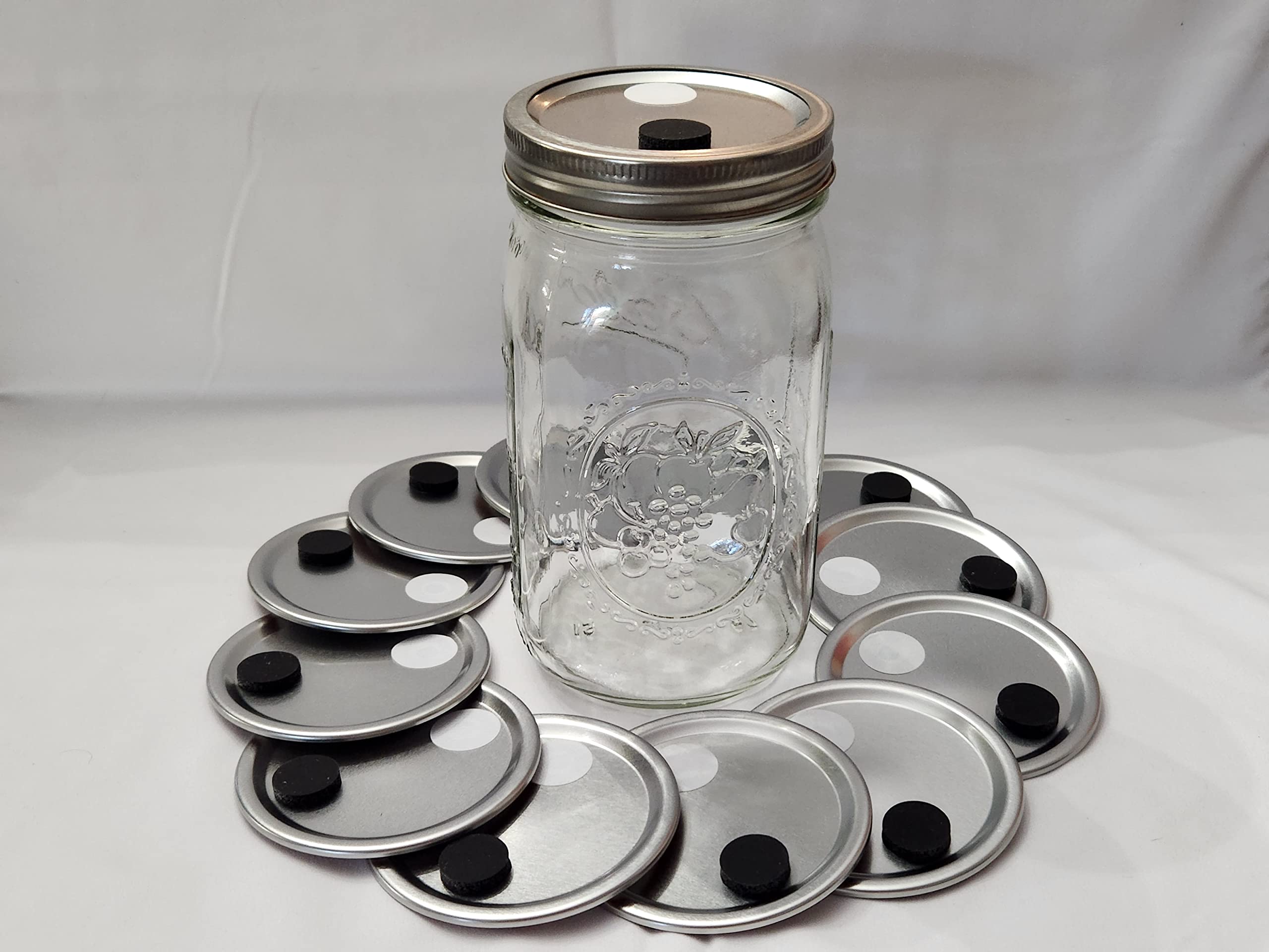 100 PCS of Wide Mouth Mason Jar Lids with Self Sealing Injection Port & Synthetic Filter for Mycology