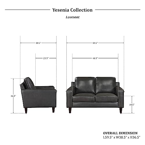 Lexicon Yesenia Leather Match Living Room Loveseat, Gray