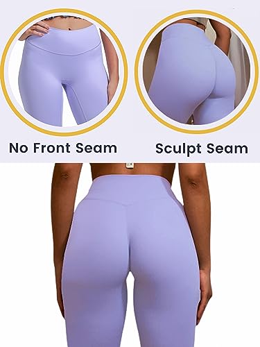 Sunzel Workout Leggings for Women Butt Lifting, Scrunch Butt Tummy Control Gym Leggings, High Waisted Squat Proof Yoga Pants 25" Lavender Large