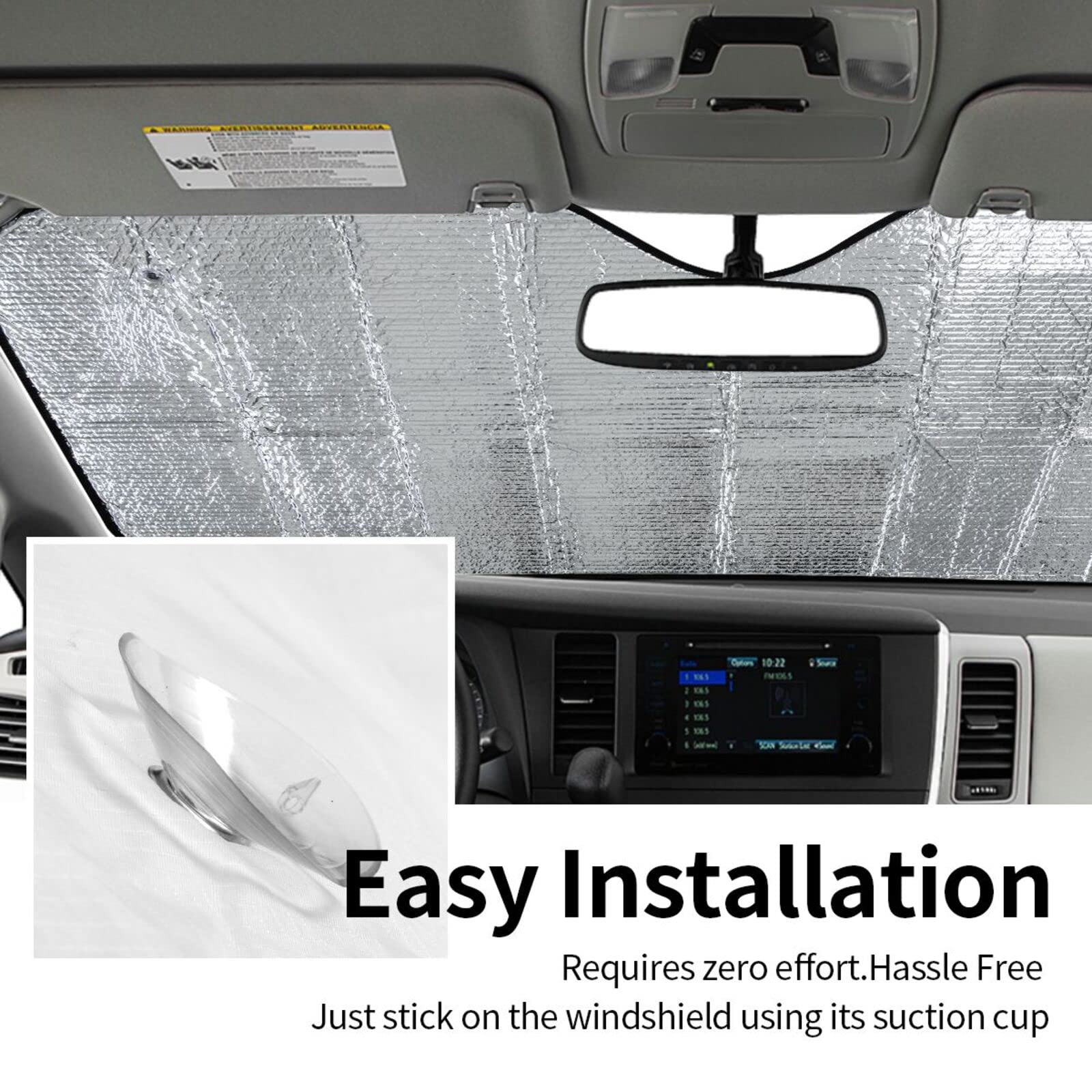 Wasinle Cartoon Car Windshield Sunshade Blocks Sun Visor Protector Foldable Sun Shield Keep Your Vehicle Cool, Fits Windshields of Most Sizes(Small 51 x 27.5 in) Black 6