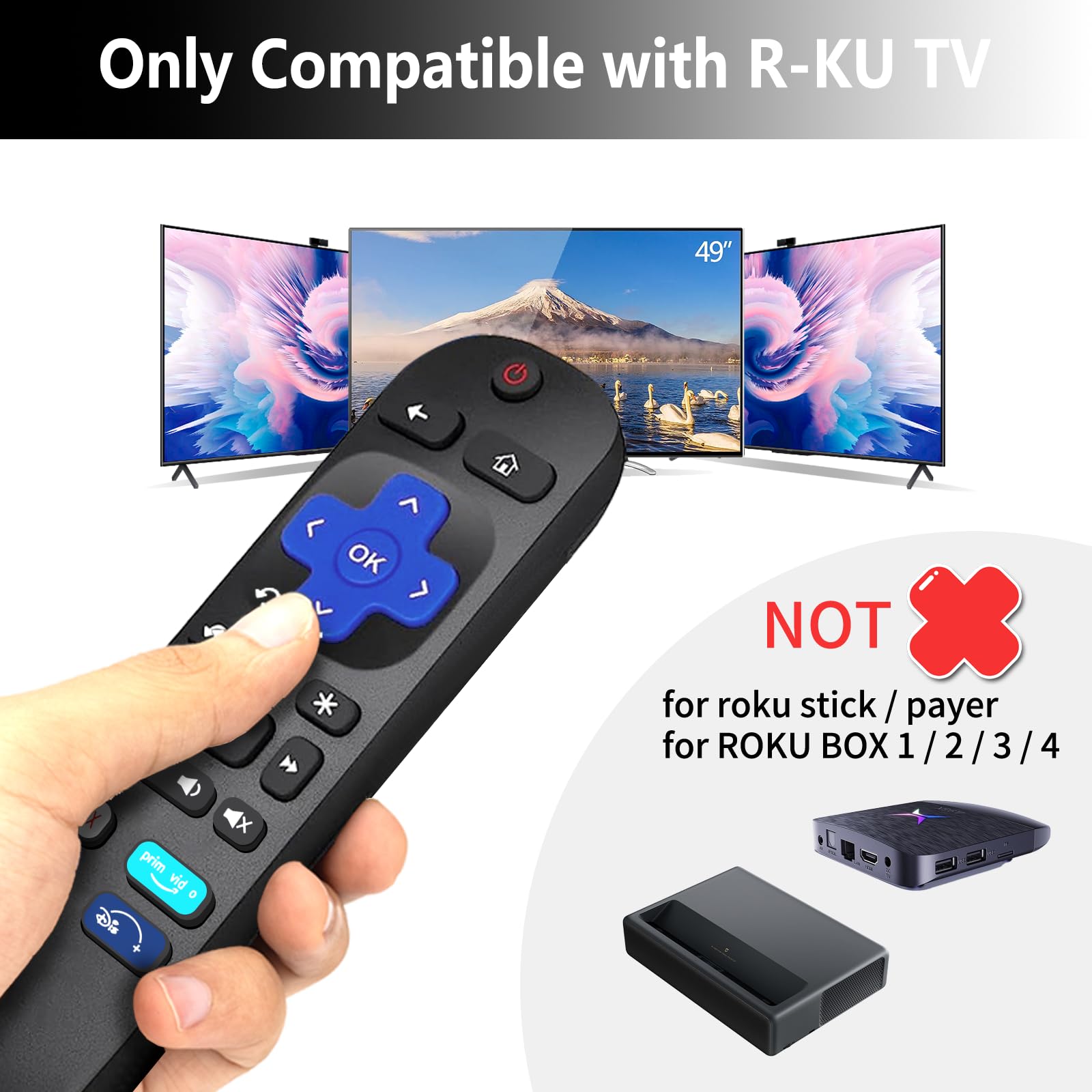 New Universal TV Remote Controls Exclusively for Roku TV,Compatible with TCL, Hisense, Onn, Sharp, Element, Westinghouse, and Philip Roku Serie Smart TVs (Not for Roku Stick or Box)(Pack of 2)