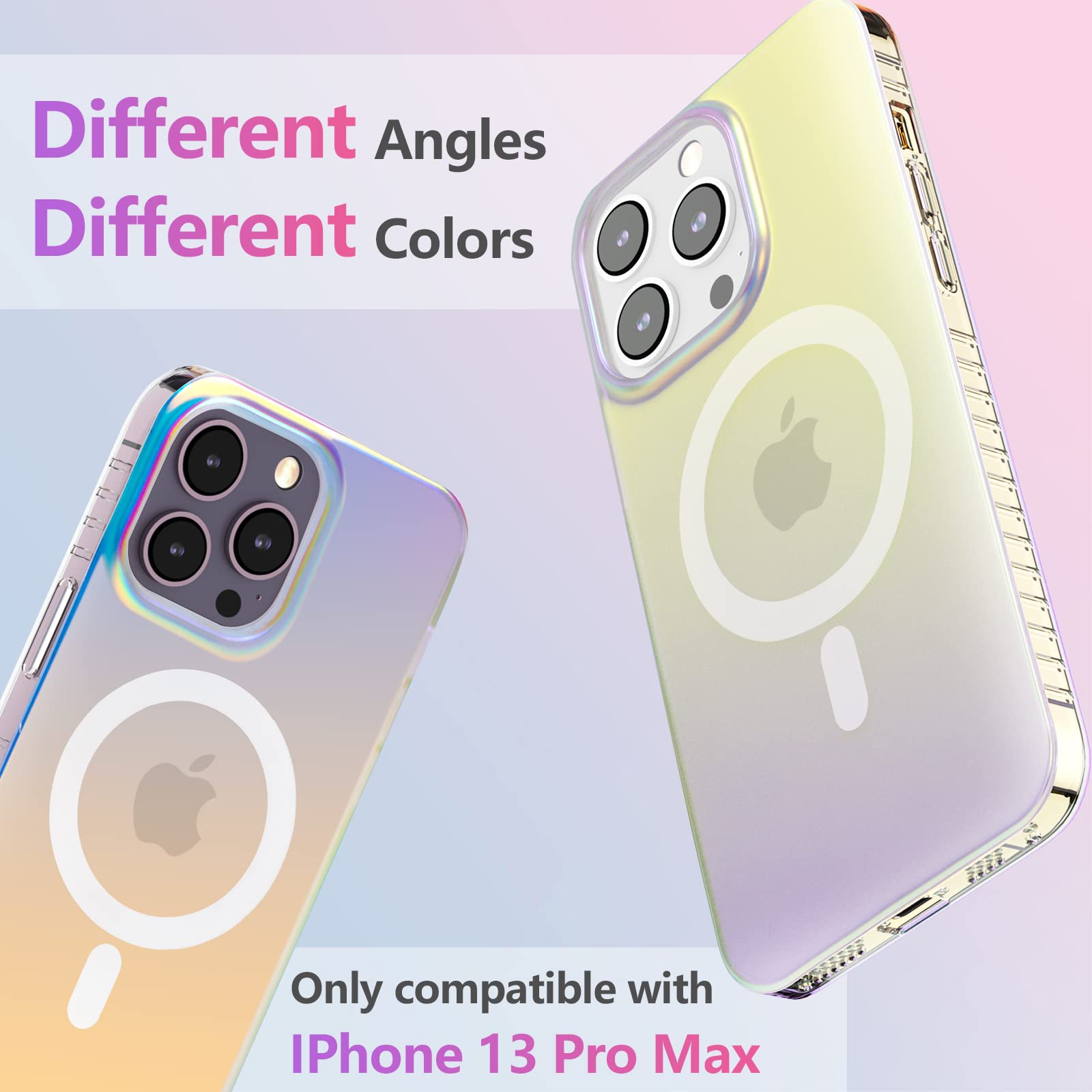 Dosanlues Magnetic Iridescent for iPhone 13 Pro Max Case for Women Girls, Translucent Compatible with MagSafe Slim Protective Cover 6.7inch