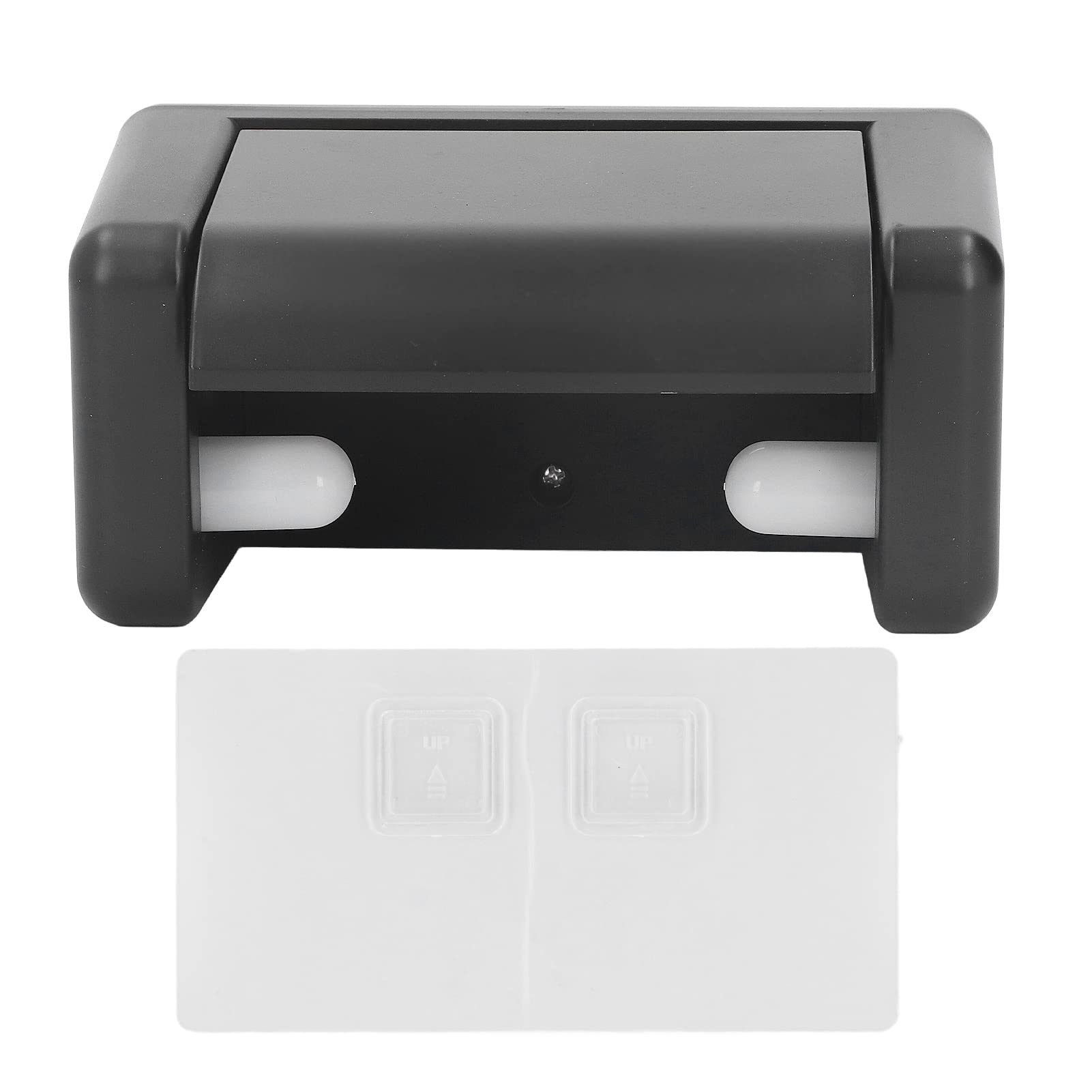 Toilet Roll Paper Holder, 120 Degree Plastic Black Wall Mounted Self Adhesive No Punching Container, Toilet Tissue Holder for Bathroom, Kitchen, Living Room(15.7X9.9X8.2Cm)