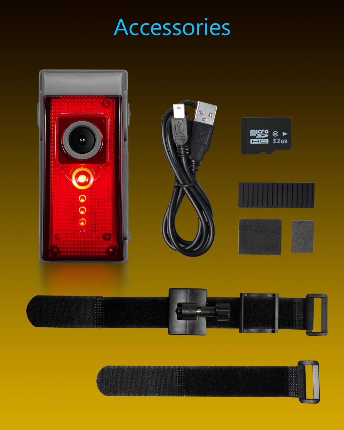 SYNAGY Rear Bike Light Camera Combo, 1080P Full HD, 32GB Memory Card Included, Built-in Rechargeable Battery, Rear Cycling Camera with Tail Light