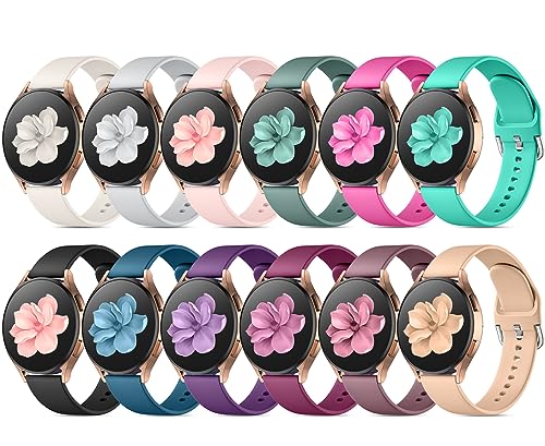 GEAK 12 Pack Bands Compatible with Galaxy Watch 6 Band/Galaxy Watch 5 Band/Galaxy Watch 4 Band/Samsung Watch 4/5 Bands, 20mm Soft Silicone Sport Strap Replacement Galaxy Watch Band Women Men