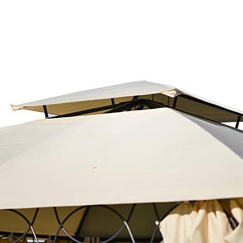 Freestanding Shelter Quality Double Tiered Grill Canopy, Outdoor BBQ Gazebo Tent with UV Protection, Beige 127" W