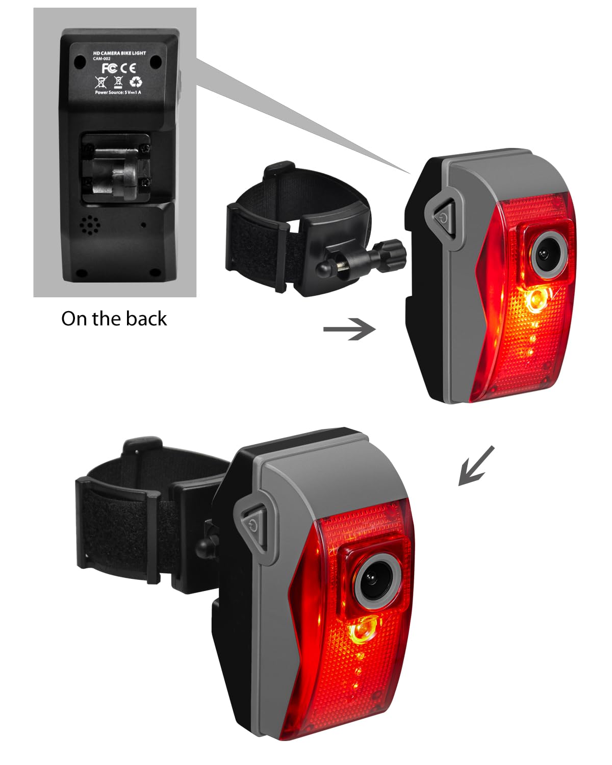 SYNAGY Rear Bike Light Camera Combo, 1080P Full HD, 32GB Memory Card Included, Built-in Rechargeable Battery, Rear Cycling Camera with Tail Light