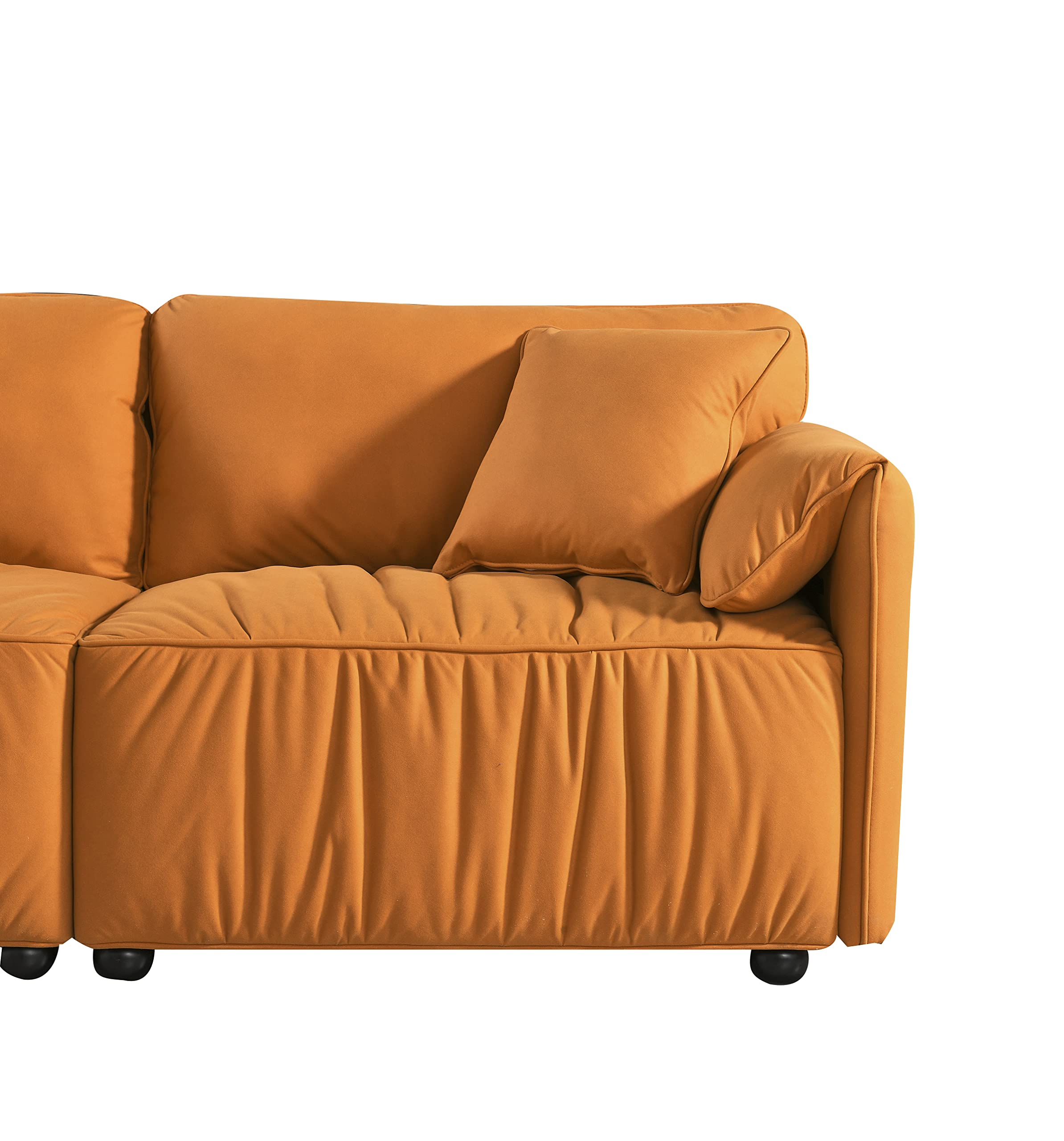 Lepfun Modern, 75.6" Couch, Large deep seat, loveseat with Hardwood Frame, mid-Century upholstered Sofa,Suitable for Living Room, Bedroom and Apartment (Orange)