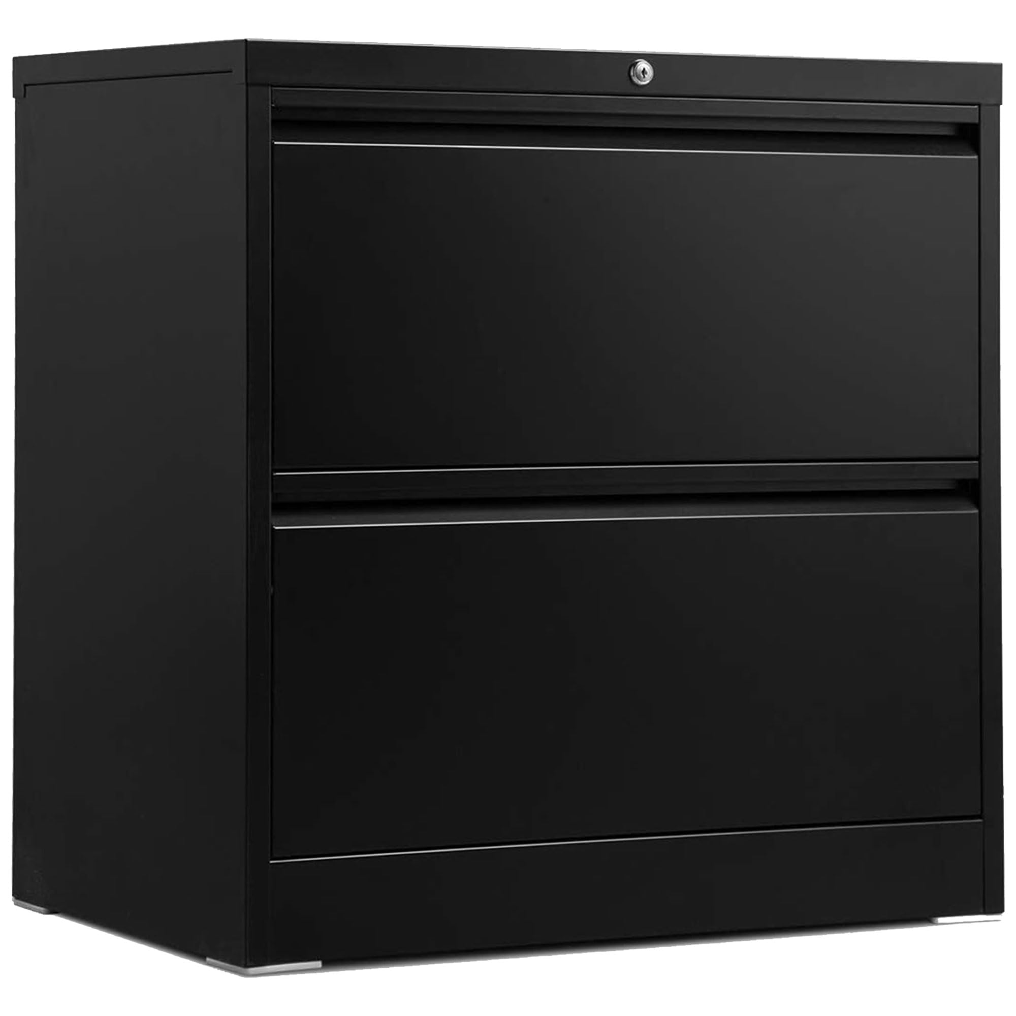 AOBABO 28" Locking 2 Drawer Metal Office Storage Organization Filing Cabinet with Adjustable File Hanging Bar and 2 Keys, Black