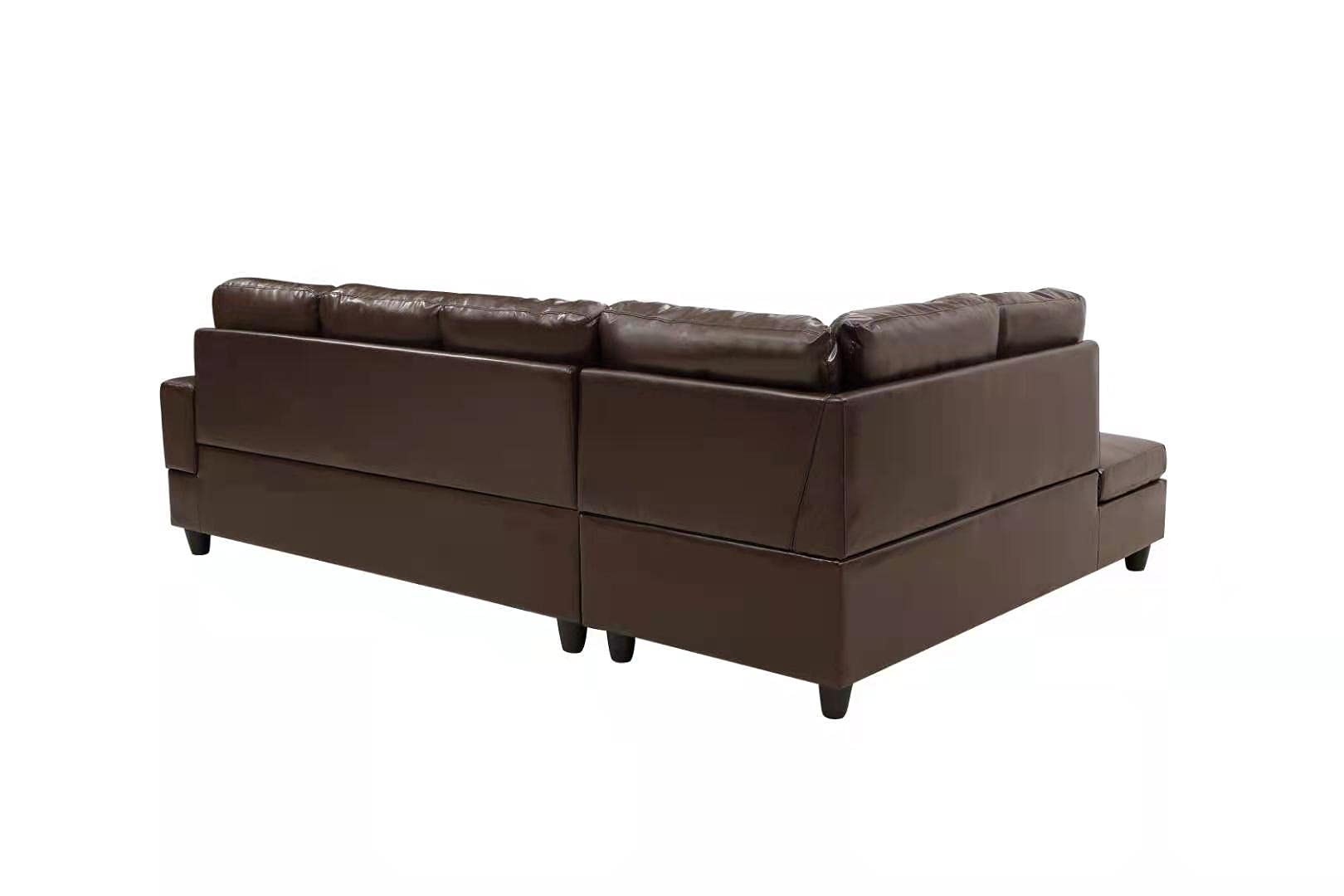 BIADNBZ Sectional PU Faux Leather Sofa L-Shaped Couch with Left Chaise Lounge, Storage Ottoman and 2 Pillows for Living Room Apartment Office, Brown