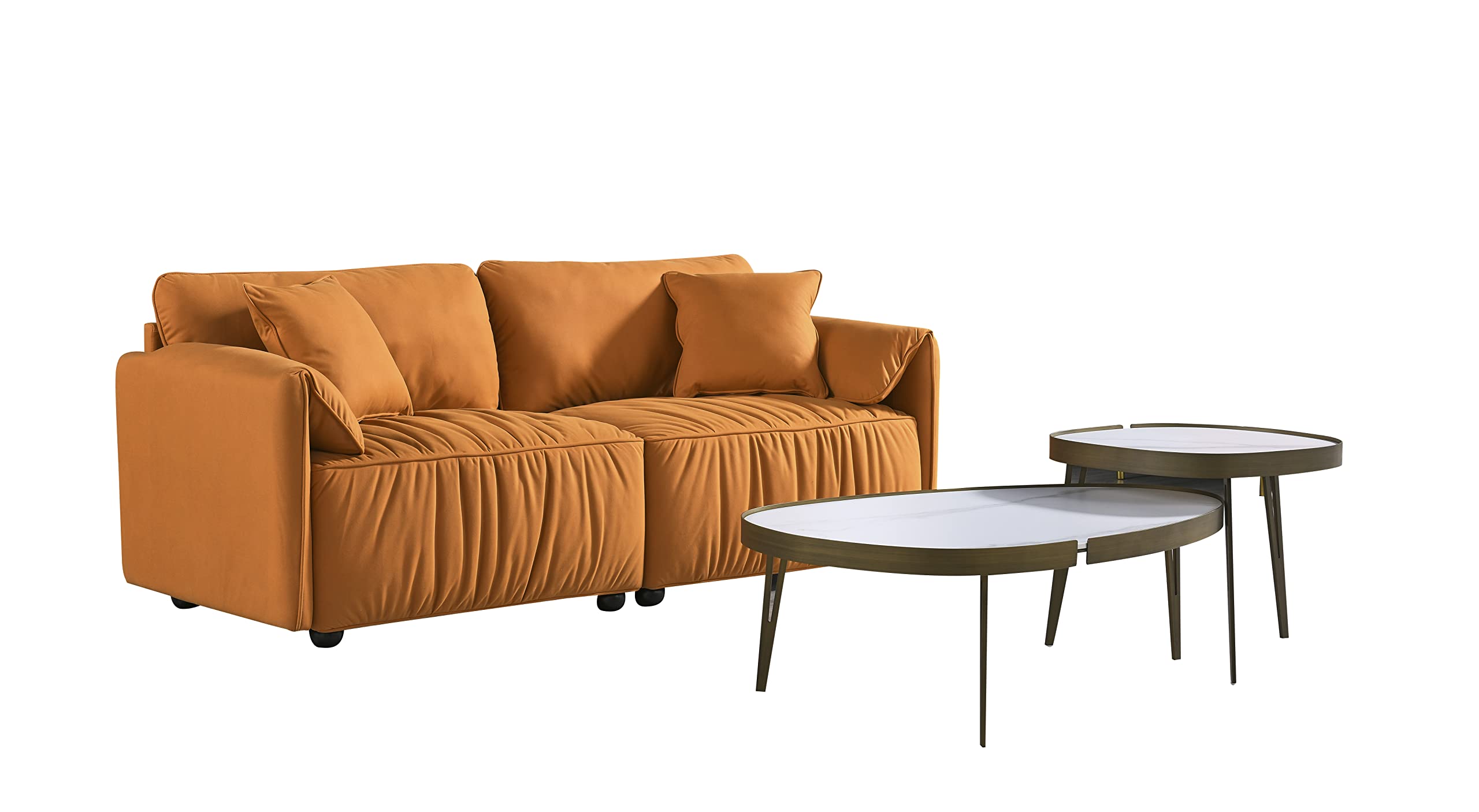 Lepfun Modern, 75.6" Couch, Large deep seat, loveseat with Hardwood Frame, mid-Century upholstered Sofa,Suitable for Living Room, Bedroom and Apartment (Orange)