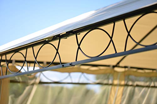 Freestanding Shelter Quality Double Tiered Grill Canopy, Outdoor BBQ Gazebo Tent with UV Protection, Beige 127" W