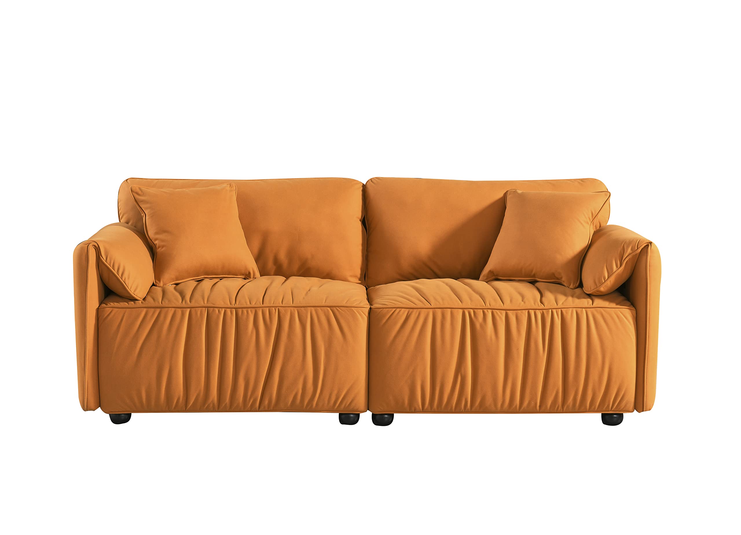 Lepfun Modern, 75.6" Couch, Large deep seat, loveseat with Hardwood Frame, mid-Century upholstered Sofa,Suitable for Living Room, Bedroom and Apartment (Orange)