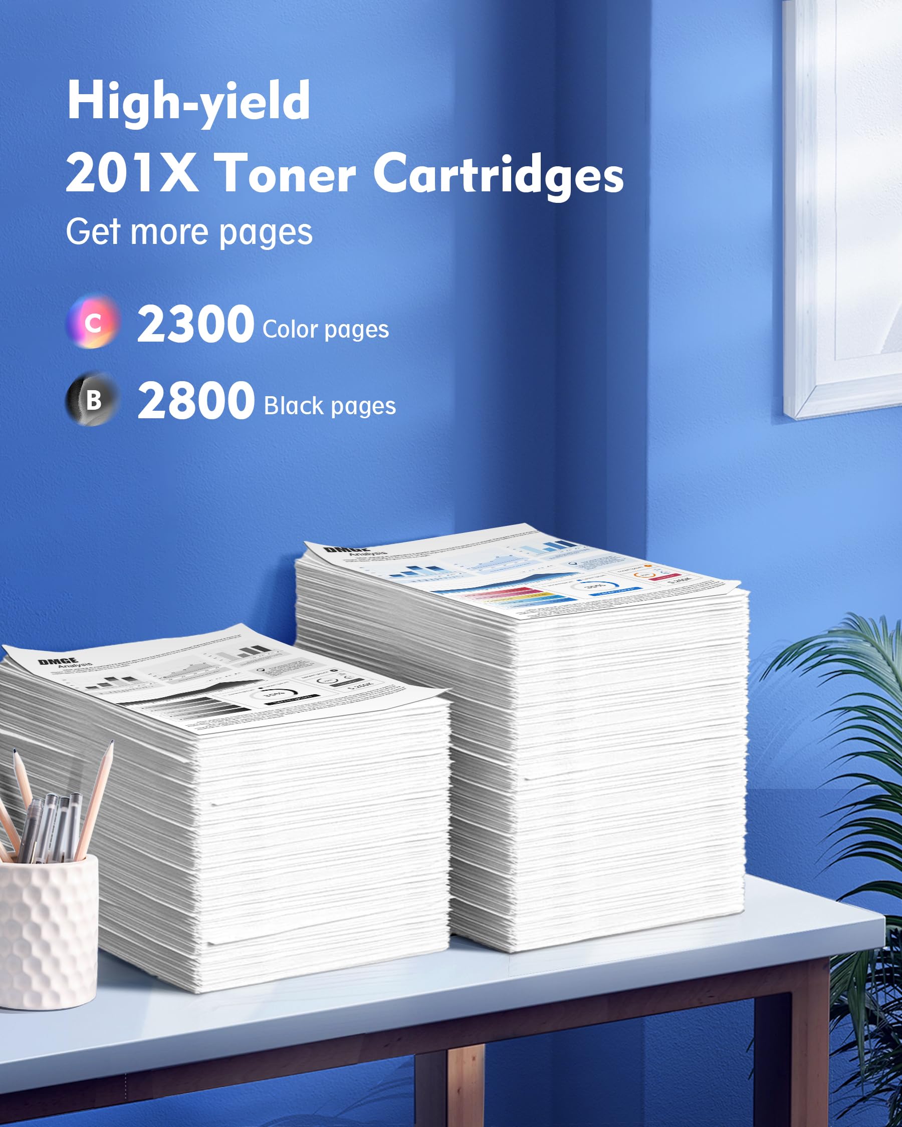 DMGE 201X Toner Cartridges 4 Pack - High Yield Replacement for HP 201X Black HP 201X 201A Compatible with HP Color Laserjet Pro MFP M277dw Toner,M252dw Toner,M277 M252 Series Printer