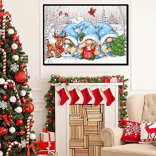 cupmod Christmas Diamond Painting Kits for Adults,Gnome Diamond Art Kits for Adults,5D DIY Full Drill Xmas Gnome Diamond Dots Kits Crystal Rainstone Gem Art for Home Wall Decor 12x16inch