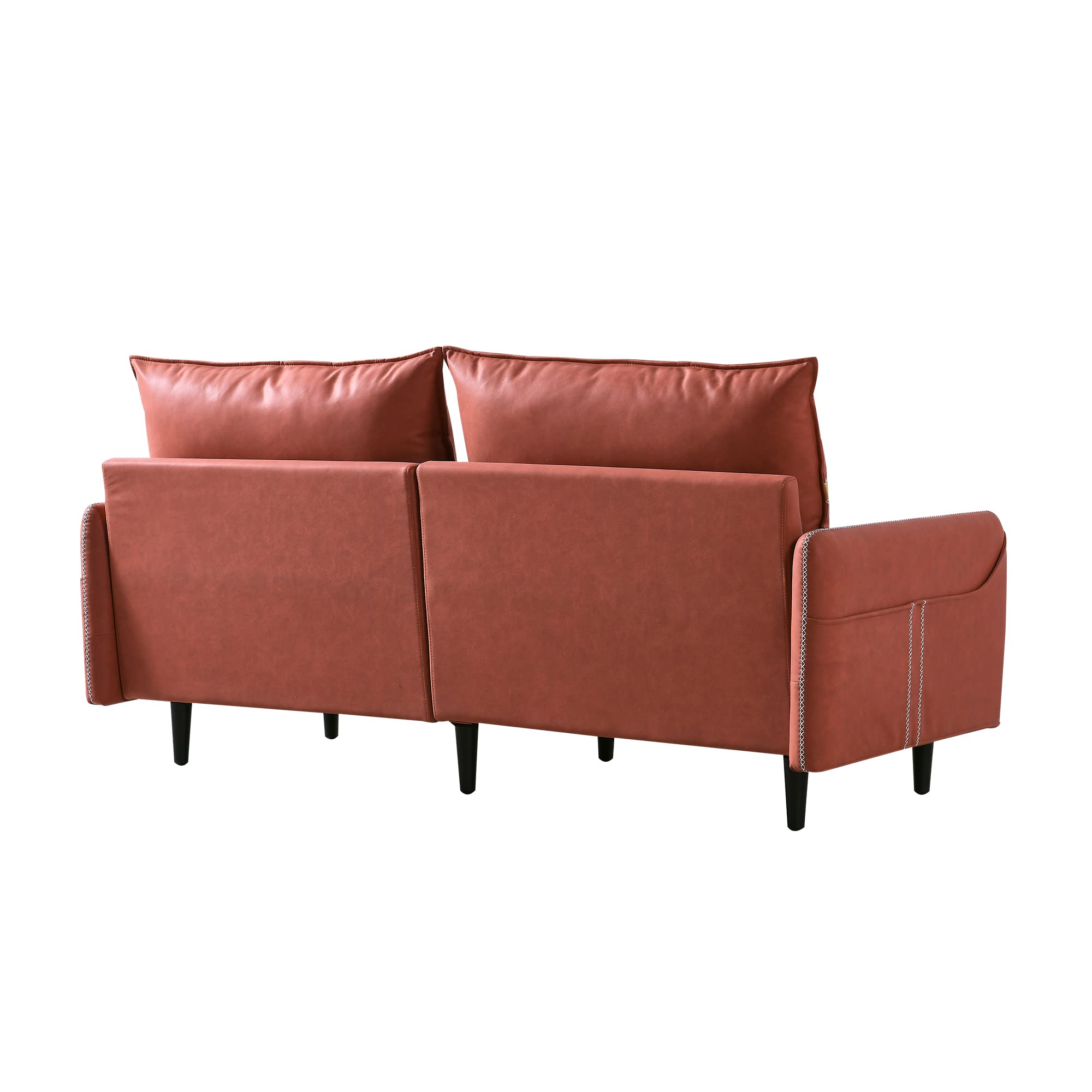 LCH 3 Durable Couch, Mid-Century Tufted Love Seat,Practical Comfortable, Suitable for Living Room, Bedroom, Office and Apartment,2 Pillows Included, Three-Seater Sofa,Orange