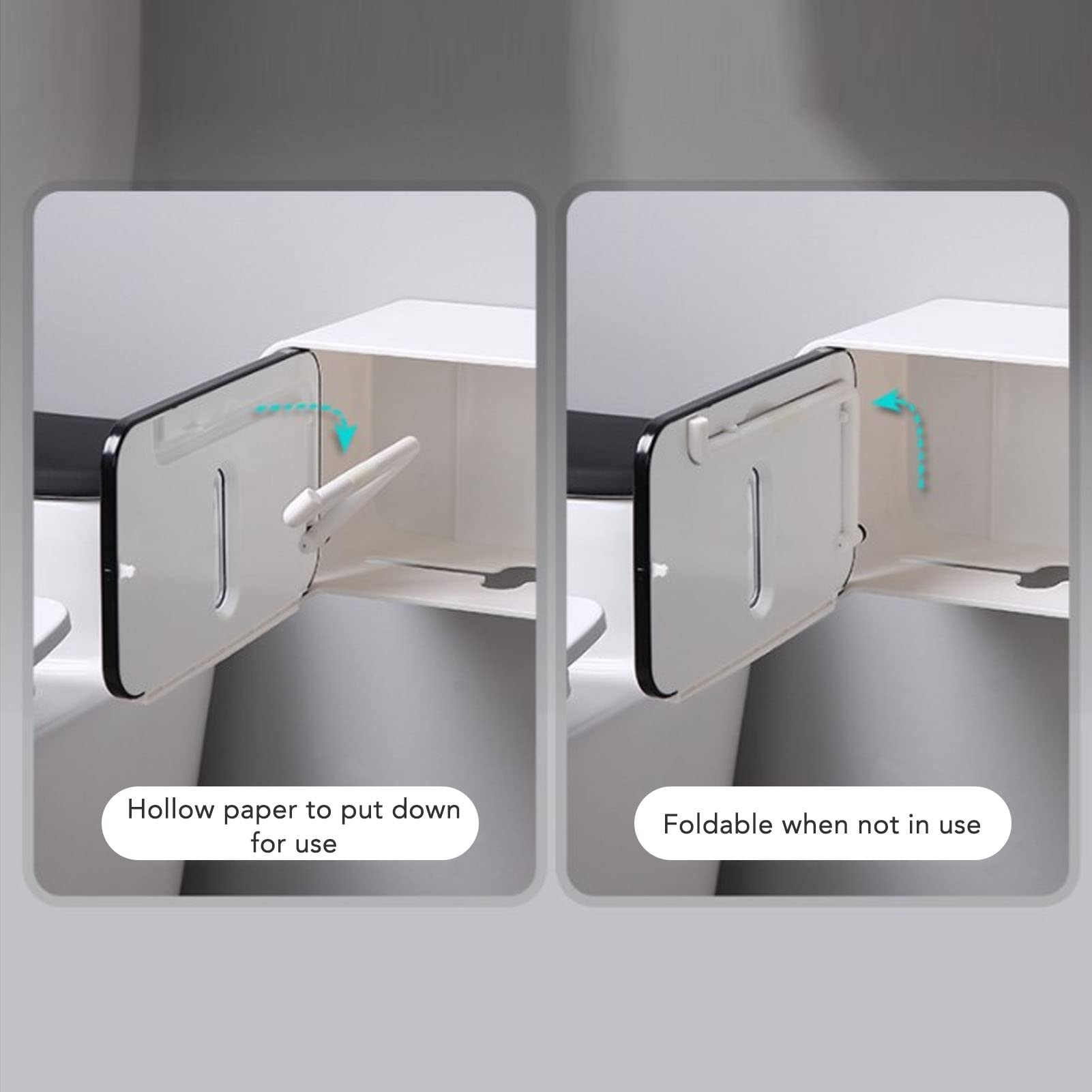 Wall Mounted Bathroom Paper Towel Holder, Non Perforated Toilet Paper Roll Holder, Large Capacity Waterproof Paper Towel Dispenser, Double Spout for Soap, Cell Phone or Other Items(Black)