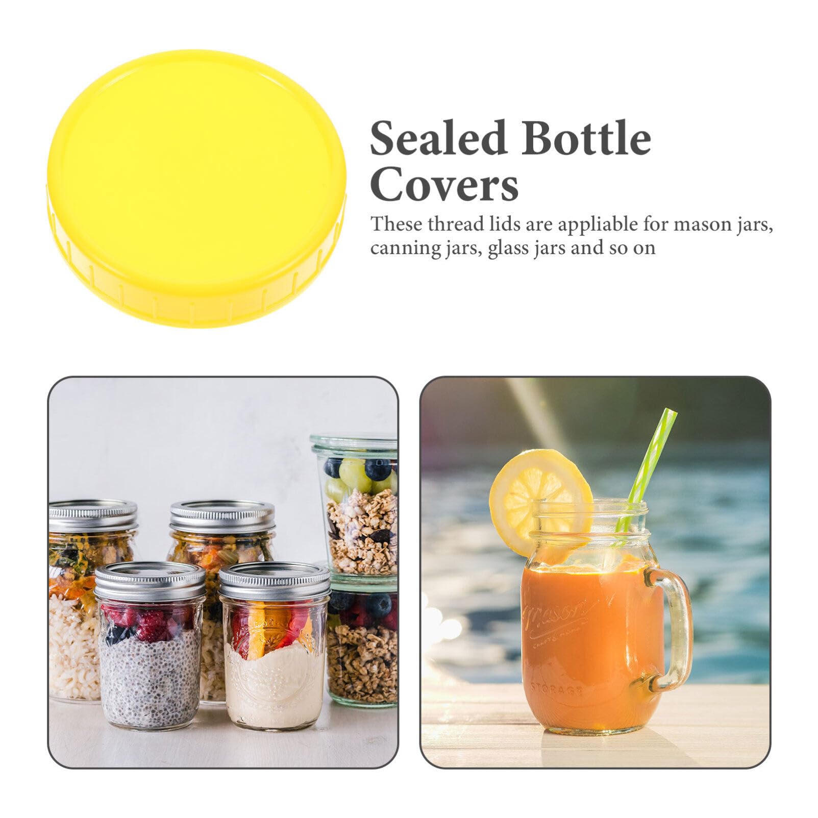10pcs Plastic Jars Lids Reusable Covers Jar Supplies Sealed Bottle Covers Jar Lids Wide Mouth Bottle Lids Jar Lid Wide Mouth Sealing Jar Covers Vjars Lids