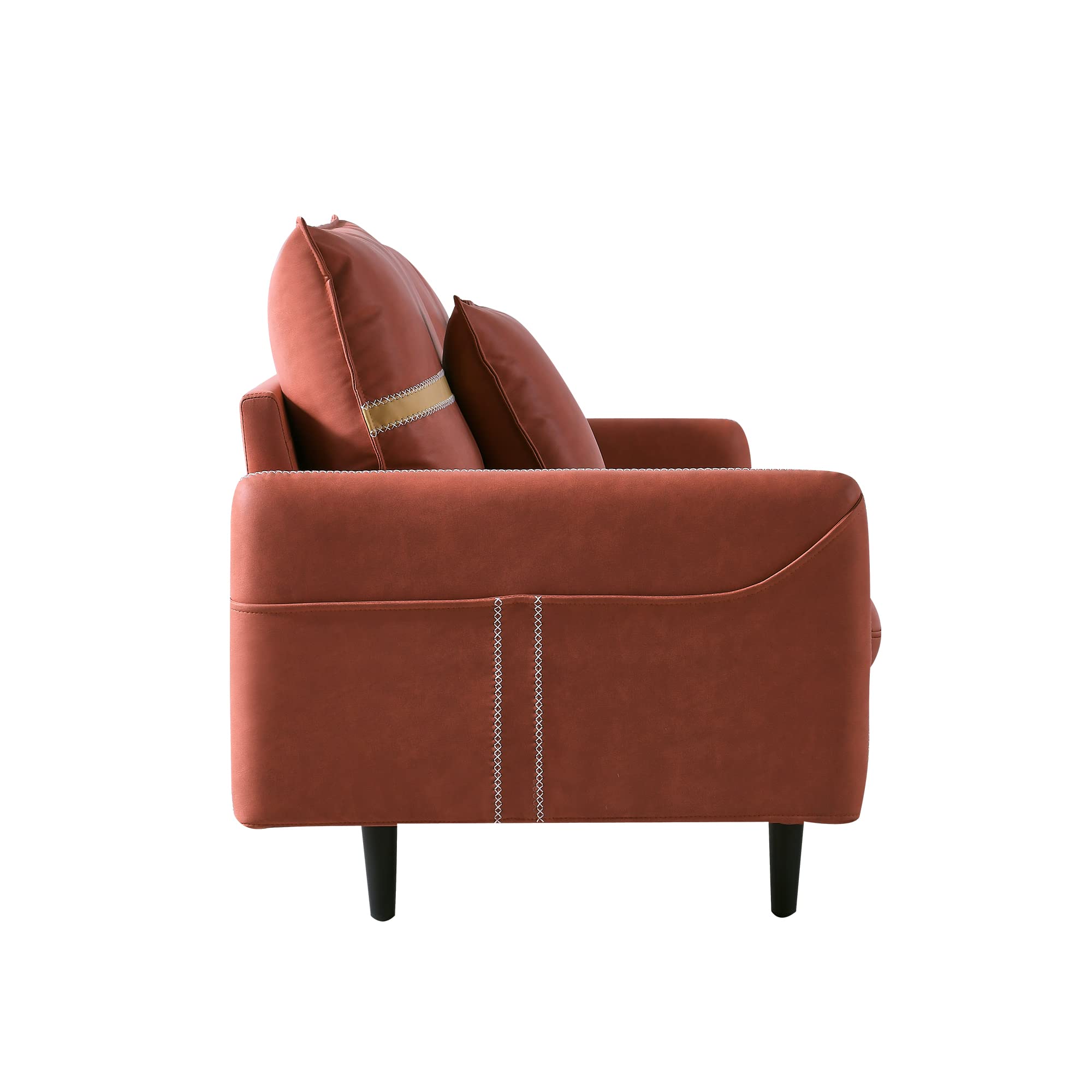 LCH 3 Durable Couch, Mid-Century Tufted Love Seat,Practical Comfortable, Suitable for Living Room, Bedroom, Office and Apartment,2 Pillows Included, Three-Seater Sofa,Orange