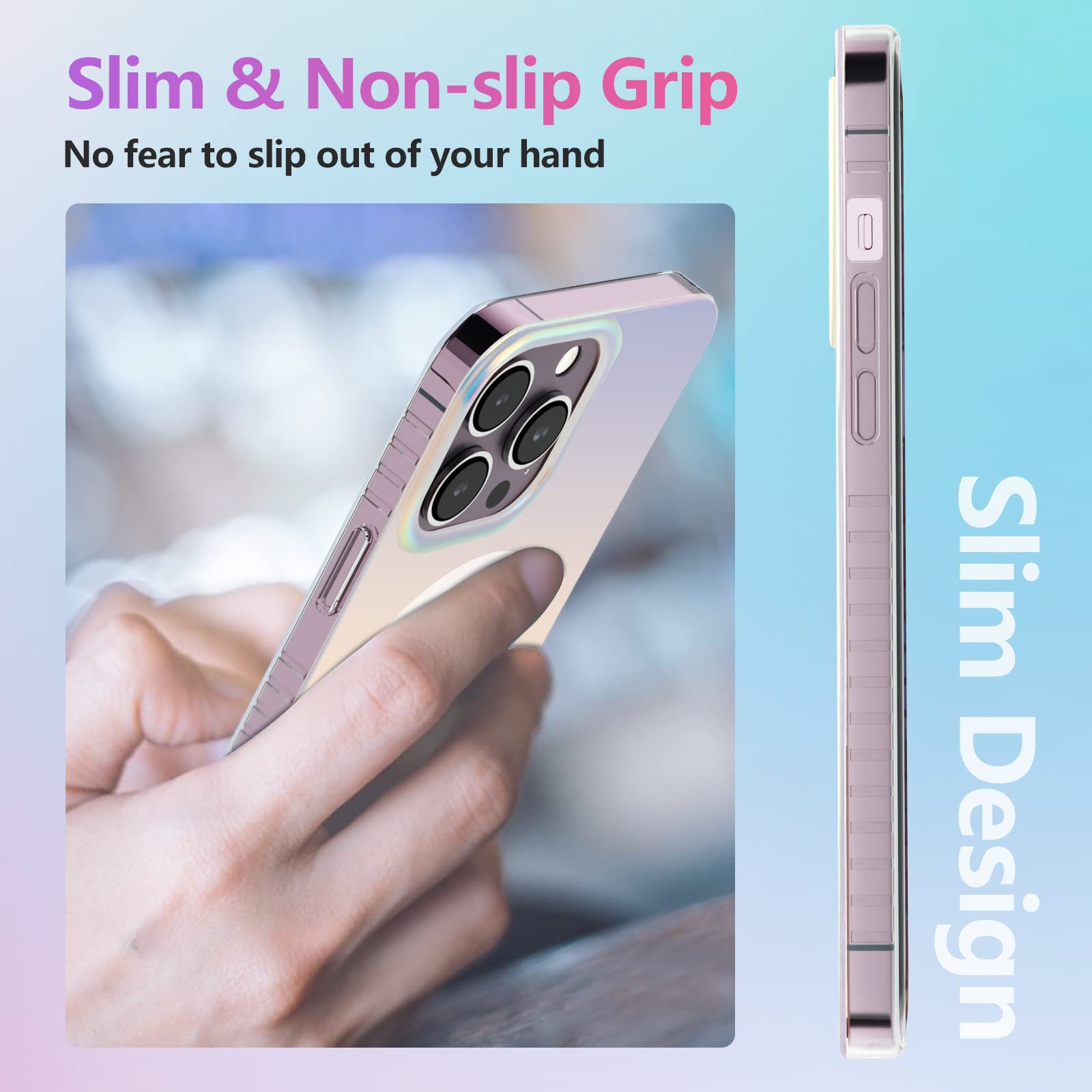 Dosanlues Magnetic Iridescent for iPhone 13 Pro Max Case for Women Girls, Translucent Compatible with MagSafe Slim Protective Cover 6.7inch