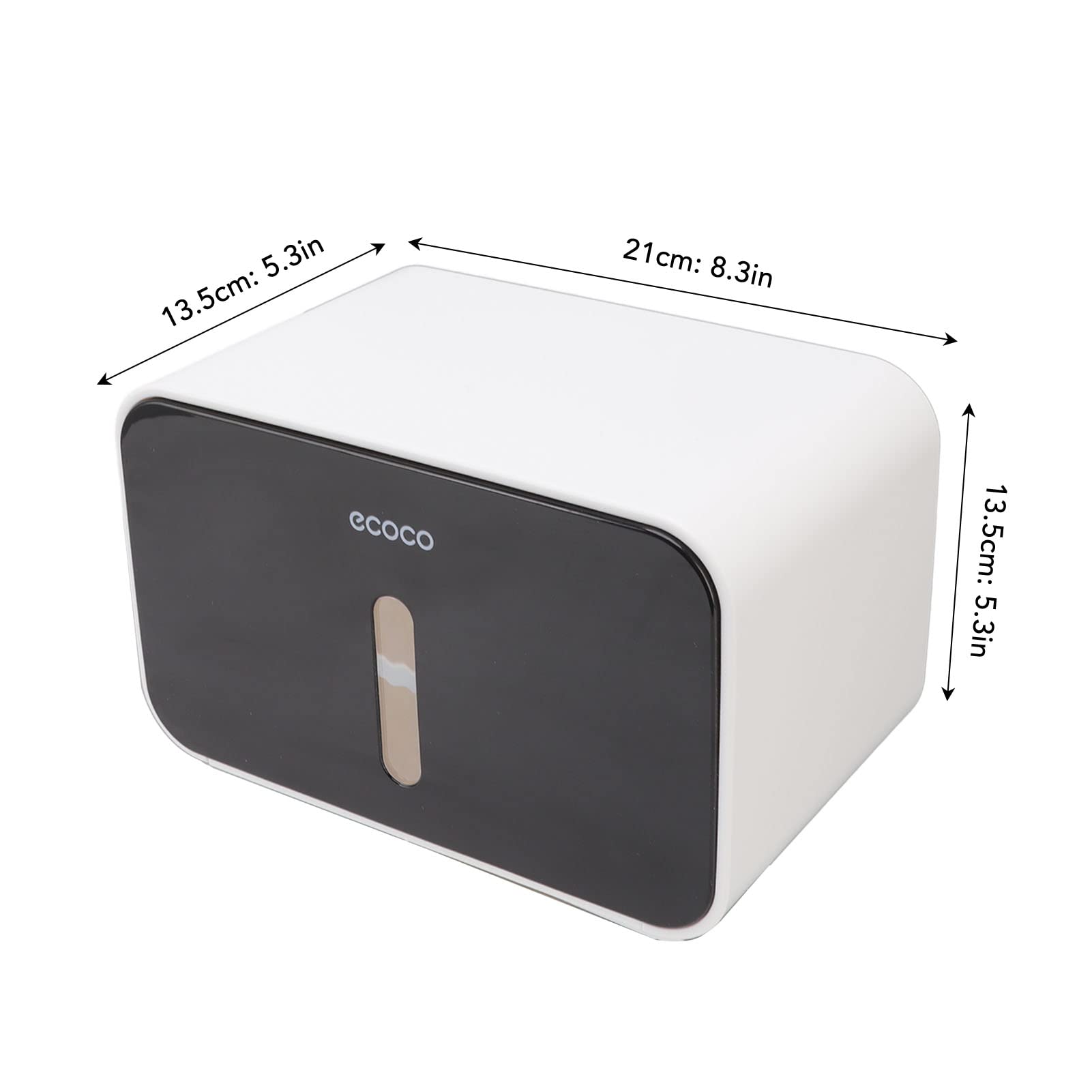 Wall Mounted Bathroom Paper Towel Holder, Non Perforated Toilet Paper Roll Holder, Large Capacity Waterproof Paper Towel Dispenser, Double Spout for Soap, Cell Phone or Other Items(Black)