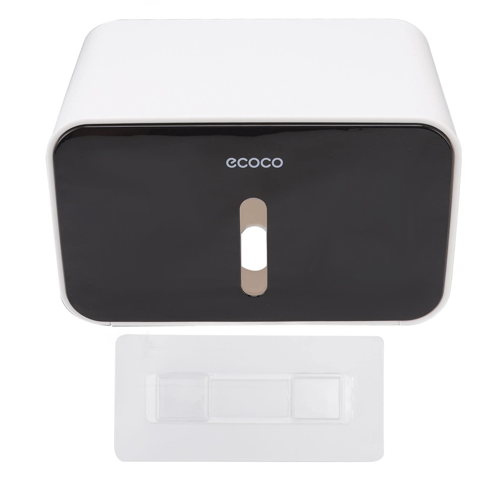 Wall Mounted Bathroom Paper Towel Holder, Non Perforated Toilet Paper Roll Holder, Large Capacity Waterproof Paper Towel Dispenser, Double Spout for Soap, Cell Phone or Other Items(Black)