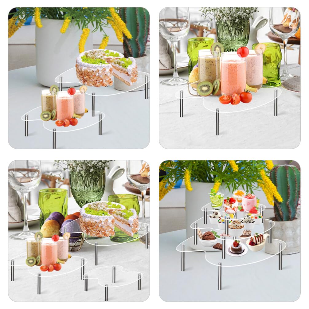 Abaodam 3pcs Cake Display Stand Clear Shelves for Display Toy Storage Stand Perfume Organizer for Dresser Food Stands for Display Party Acrylic Tiered Display Stand Tiered Shelf Organizer