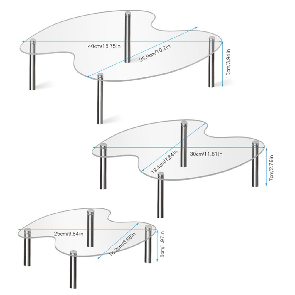 Abaodam 3pcs Cake Display Stand Clear Shelves for Display Toy Storage Stand Perfume Organizer for Dresser Food Stands for Display Party Acrylic Tiered Display Stand Tiered Shelf Organizer