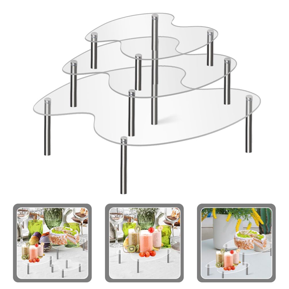 Abaodam 3pcs Cake Display Stand Clear Shelves for Display Toy Storage Stand Perfume Organizer for Dresser Food Stands for Display Party Acrylic Tiered Display Stand Tiered Shelf Organizer