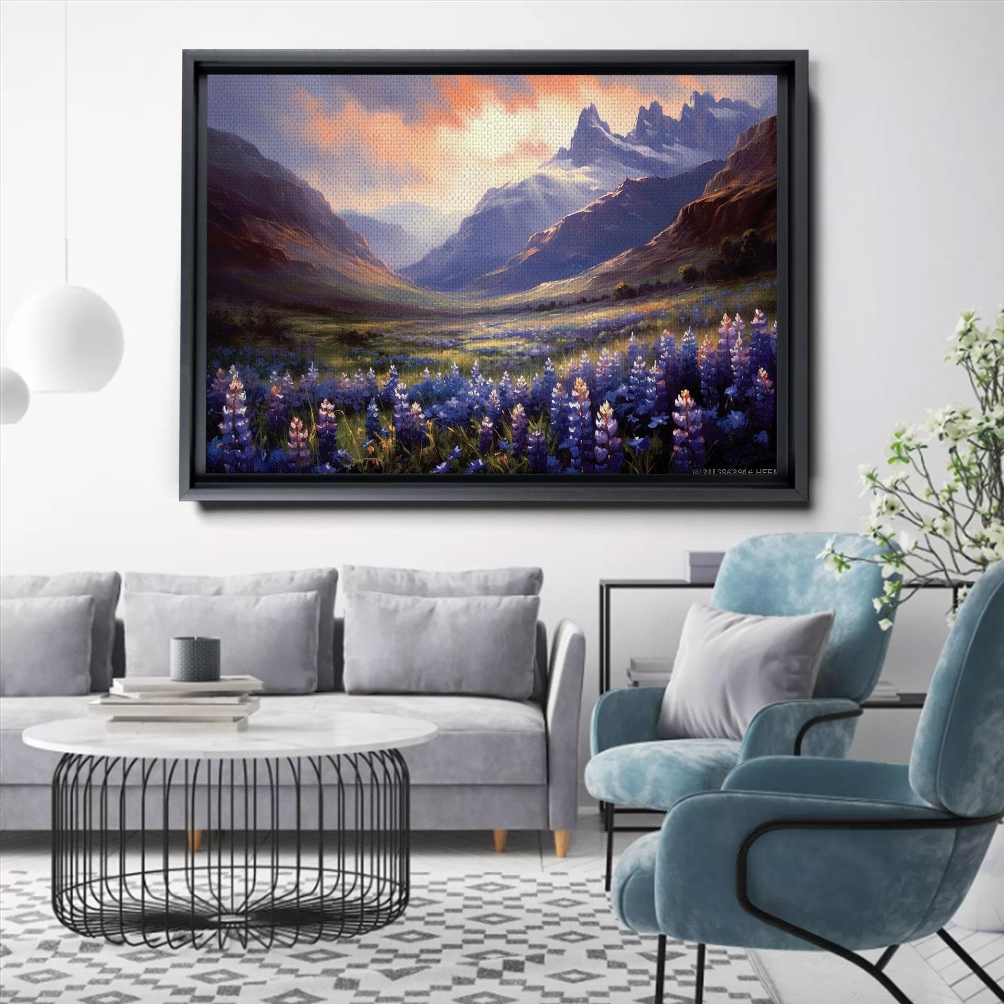 Enchanting Texas, Native Texas Hill Country Bluebonnet Landscape - Fine Art Print Mounted in a White Mat Board