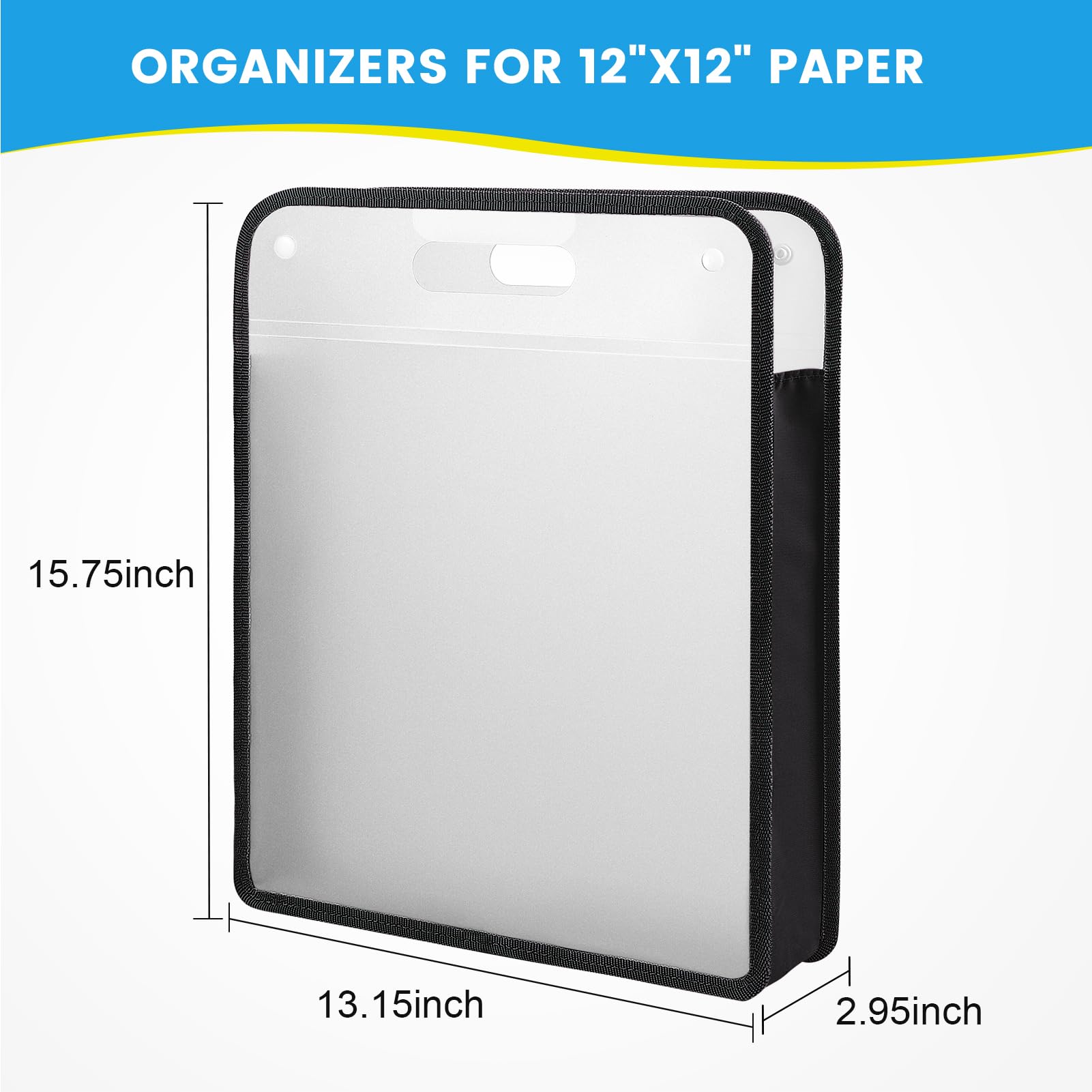 Aoibrloy 3 PCS Scrapbook Paper Storage for Holding 12 x 12 Inch Scrapbook, Black Portable Paper Storage Organizer with Handle for Storing Heat Transfer Papers Document Letter Envelope