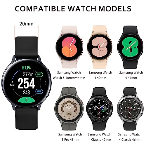 Vancle band Compatible with Samsung Galaxy Watch 5 40mm 44mm/Watch 5 Pro 45mm/Galaxy Watch 4 Classic 42mm 46mm Women Men, Leather Strap Replacement for Samsung Galaxy Watch 4/5
