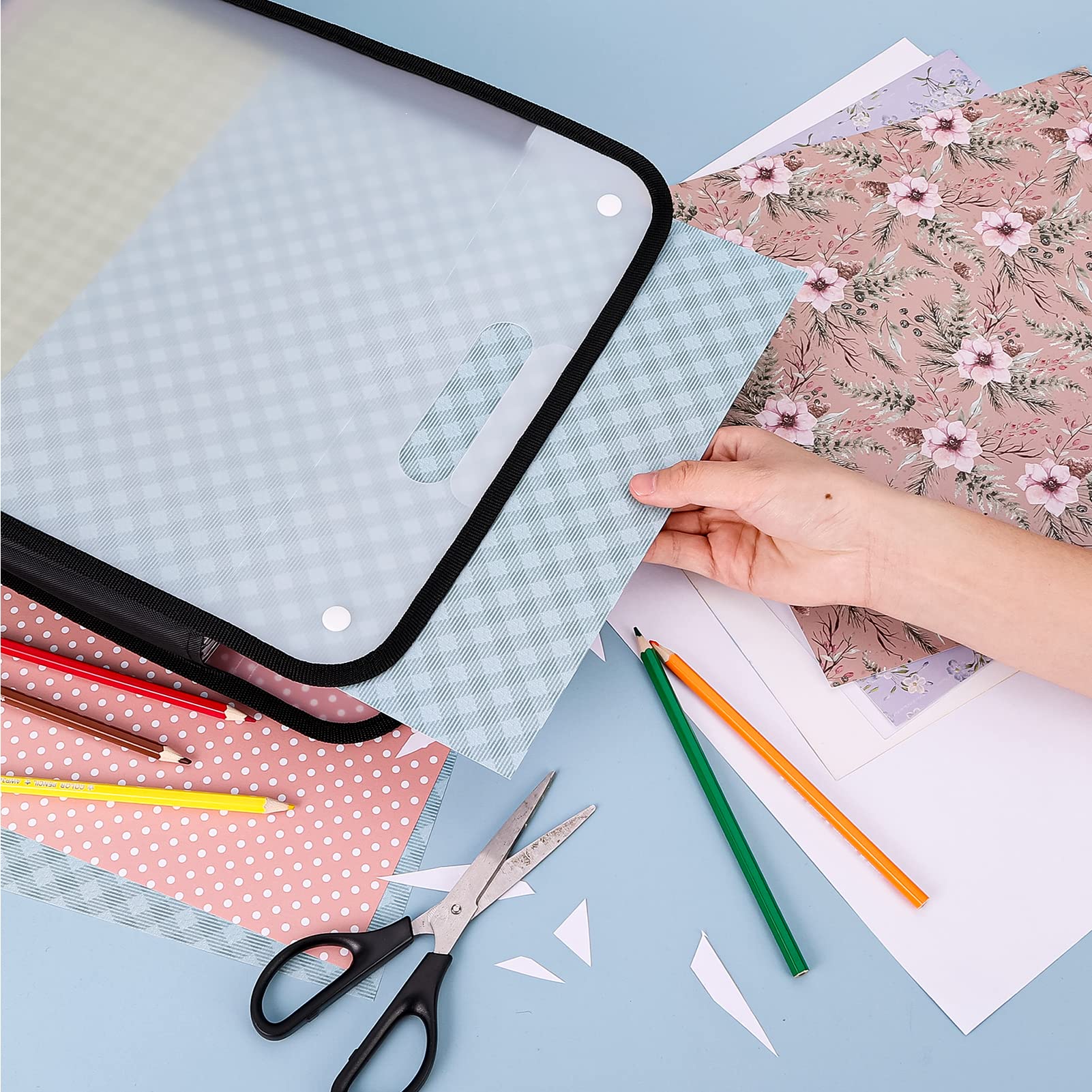 Aoibrloy 3 PCS Scrapbook Paper Storage for Holding 12 x 12 Inch Scrapbook, Black Portable Paper Storage Organizer with Handle for Storing Heat Transfer Papers Document Letter Envelope