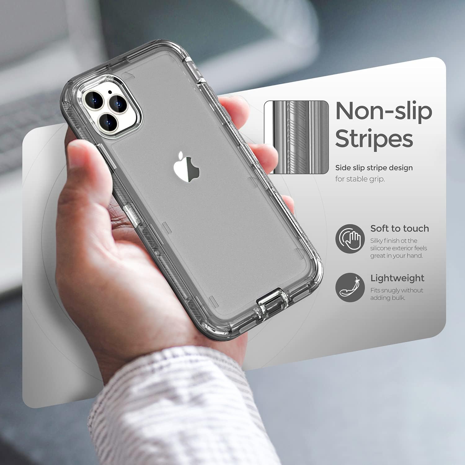 ORIbox for iPhone 14 Pro Max Case Gray, [10 FT Military Grade Drop Protection], Transparent Heavy Duty Shockproof Anti-Fall Case for iPhone 14 Pro Max Phone Case,6.7 inch,3 in 1, Crystal Gray
