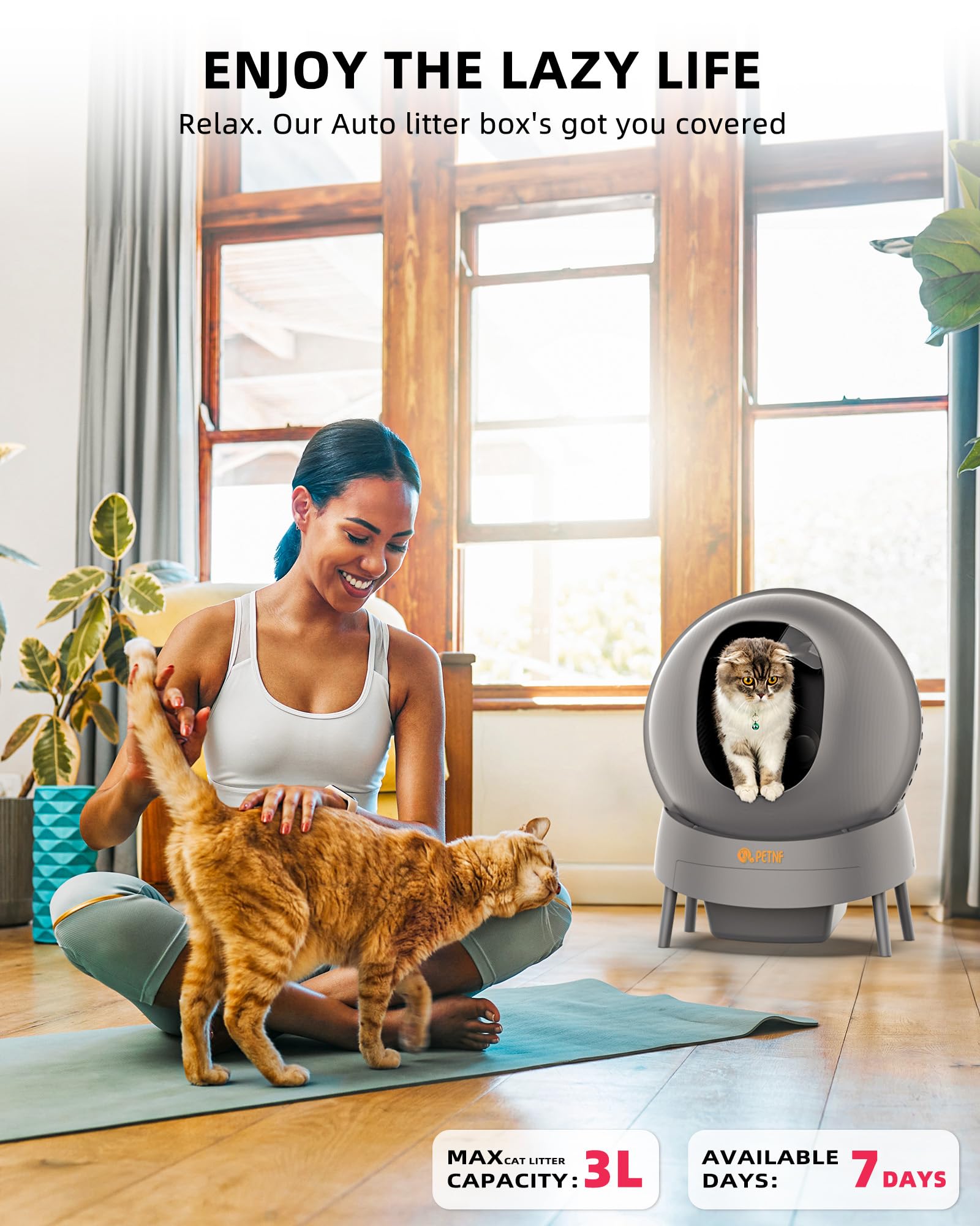 Self Cleaning Cat Litter Box with APP Control,No More Scooping Automatic Cat Litter Box with mmWave Sensor for Multiple Cats,Excellent Odor Removal,57L Extra Large Space,Ultra-Quiet Robot Litter Boxes