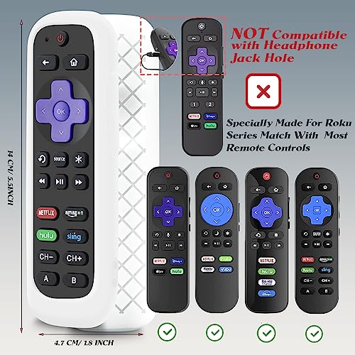 GMXT Remote Cover for Roku TV Remote Control, Battery Cover for TCL Hisense Roku TV Steaming Stick 4k 4K+ Roku Voice Remote, Universal Silicone Sleeve Case with Glow in The Dark (White)