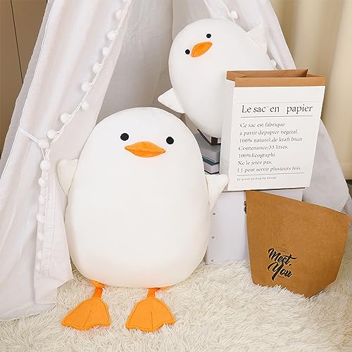 MELECERi White Duck Plush Toy Stuffed Animals Hugging Duck Plush Cute Plushies for Girls and Boys 13.7"