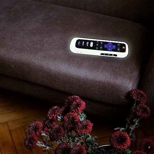 GMXT Remote Cover for Roku TV Remote Control, Battery Cover for TCL Hisense Roku TV Steaming Stick 4k 4K+ Roku Voice Remote, Universal Silicone Sleeve Case with Glow in The Dark (White)