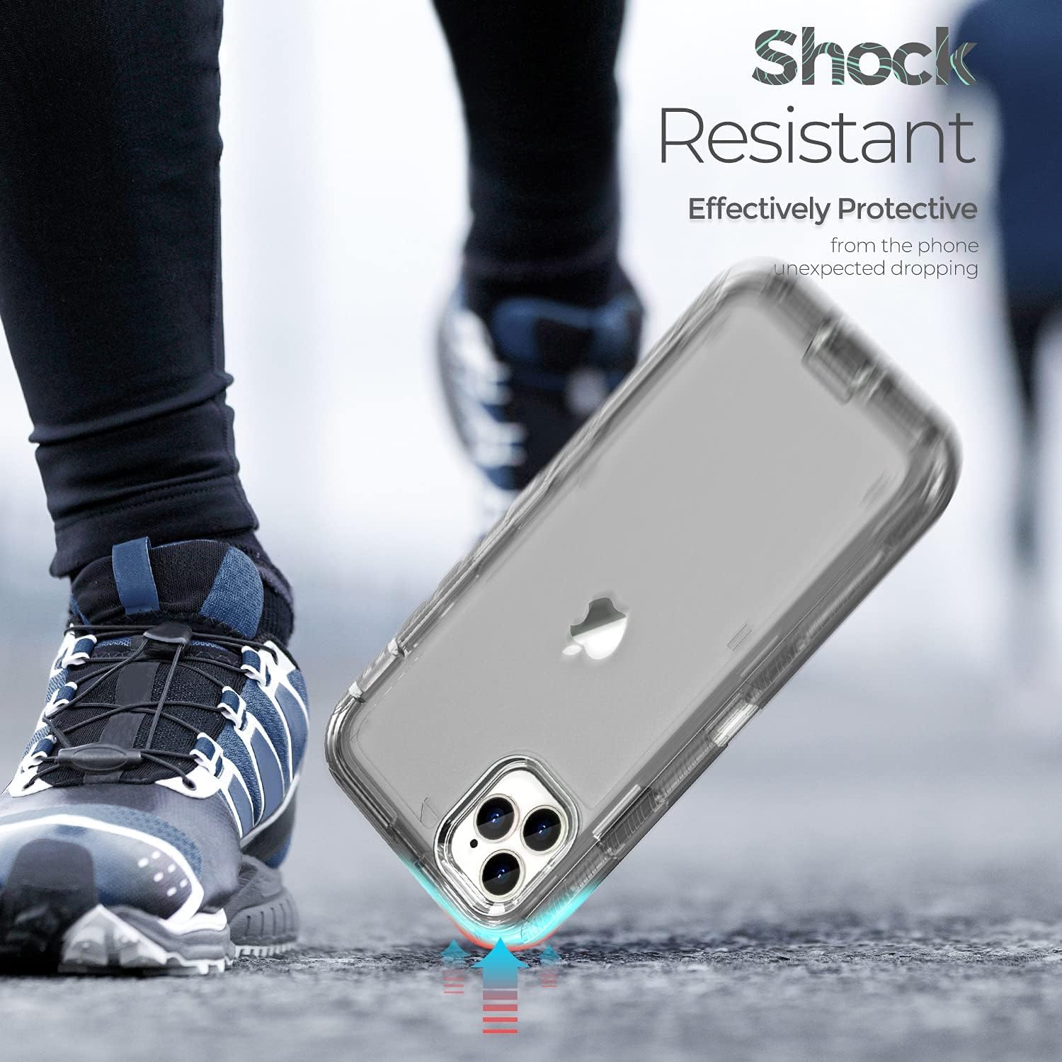 ORIbox for iPhone 14 Pro Max Case Gray, [10 FT Military Grade Drop Protection], Transparent Heavy Duty Shockproof Anti-Fall Case for iPhone 14 Pro Max Phone Case,6.7 inch,3 in 1, Crystal Gray