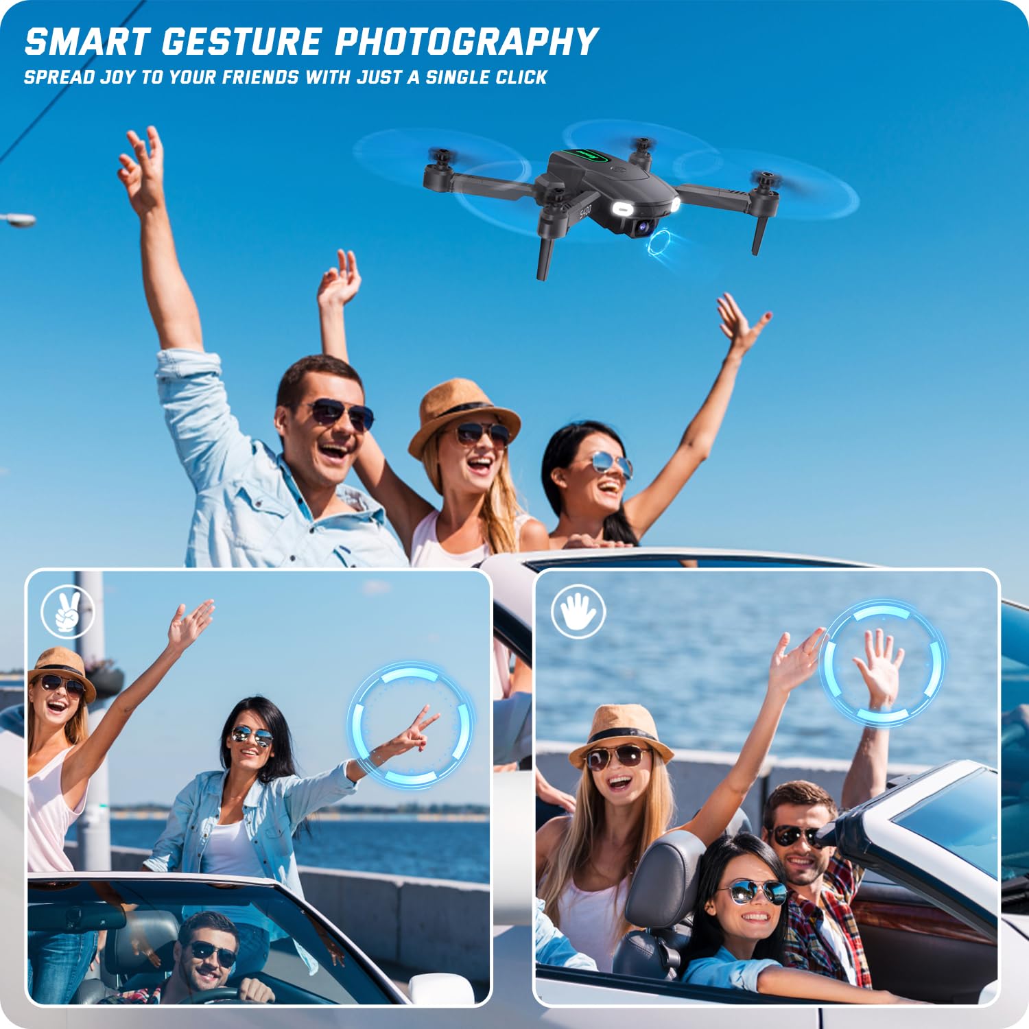 SOTAONE S400 Mini Drone for Kids with 1080P HD FPV Camera, Foldable Remote Control Helicopter Toys Gifts for Boys Girls with Auto-hovering, One Key Start/Land, Self-spin, 3D Flips 3 Speeds 2 Batteries