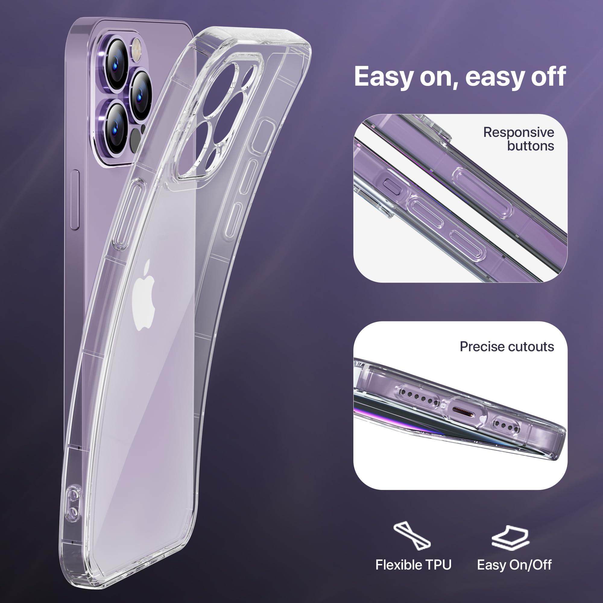 GANSBOL Transparent iPhone 13 Pro Max Case, Crystal Clarity, Military-Grade dropproof, Soft Thin Shockproof Protective Cover iPhone 13 Pro Max Clear Case - 6.7 inch
