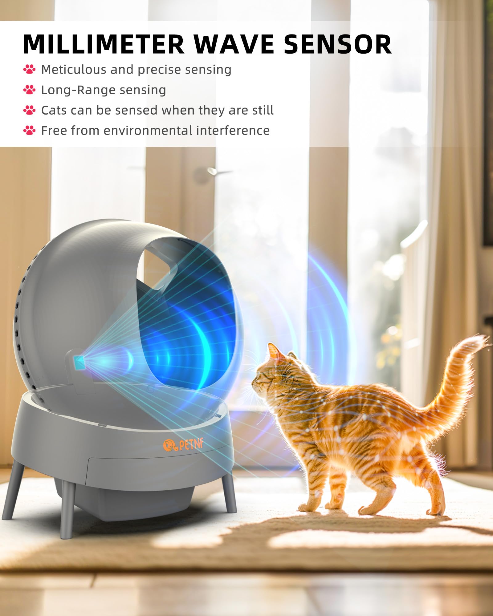 Self Cleaning Cat Litter Box with APP Control,No More Scooping Automatic Cat Litter Box with mmWave Sensor for Multiple Cats,Excellent Odor Removal,57L Extra Large Space,Ultra-Quiet Robot Litter Boxes