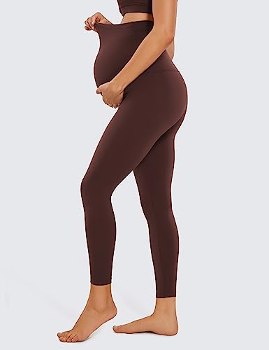 CRZ YOGA Womens Butterluxe Maternity Leggings Over The Belly 25" - Buttery Soft Workout Activewear Yoga Pregnancy Pants Taupe Medium